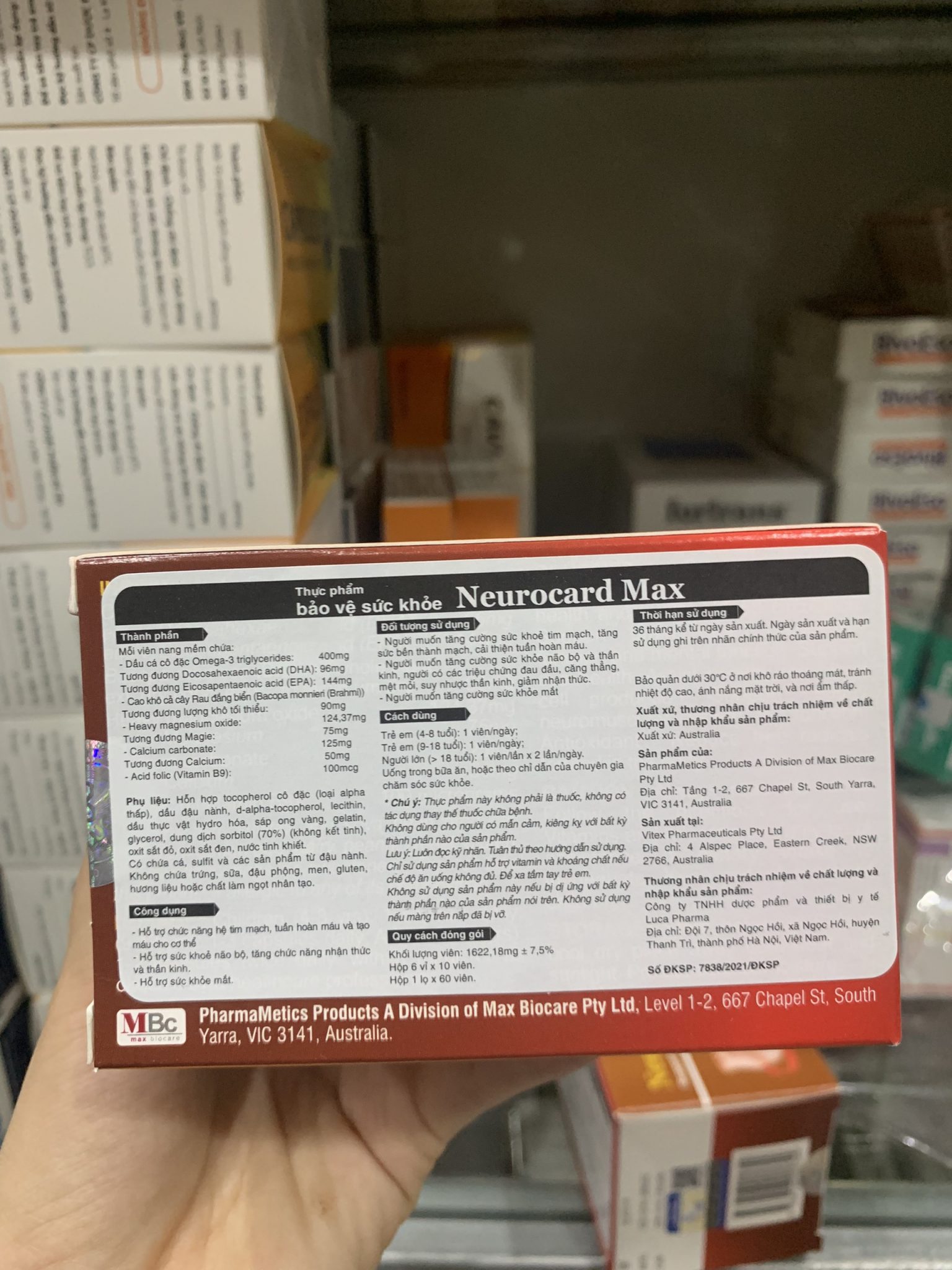 Neurocard Plus Neurocard Max bổ não của Úc hiệu quả