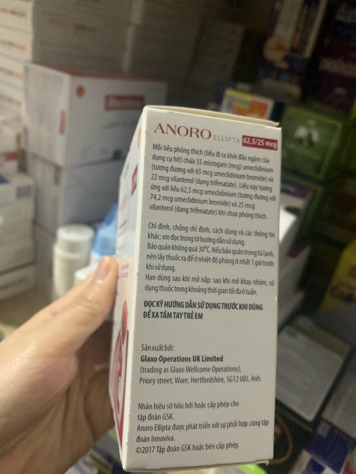 [GIÁ GỐC] Anoro Ellipta 62.5/25mcg giãn phế quản hộp 30 liều hít