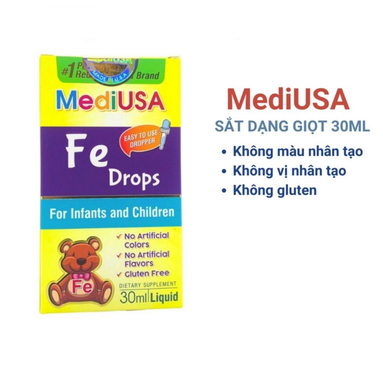 [GIÁ GỐC] MediUSA Fe Drops tăng cường thêm sắt hộp 1 chai 30ml