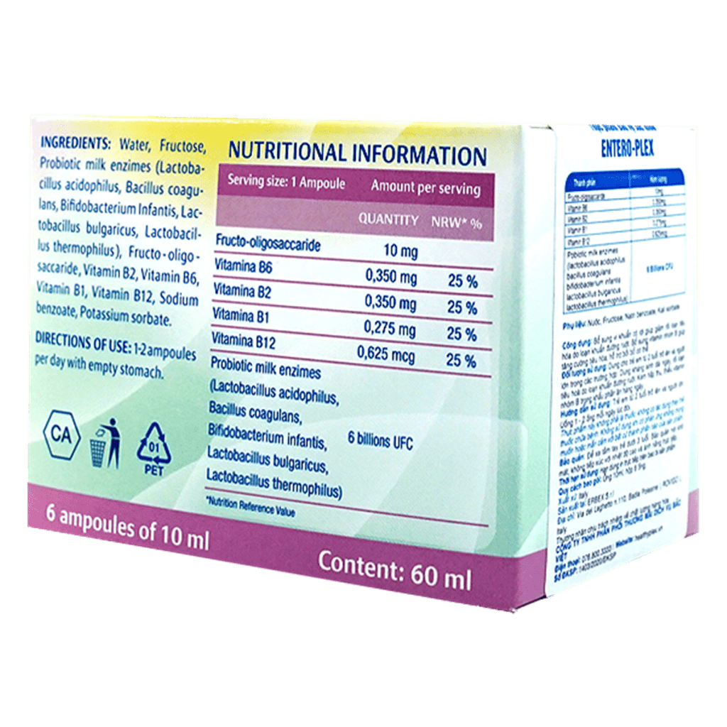 [GIÁ GỐC] Entero plex bổ sung lợi khuẩn tiêu hóa hộp 6 ống x 10ml